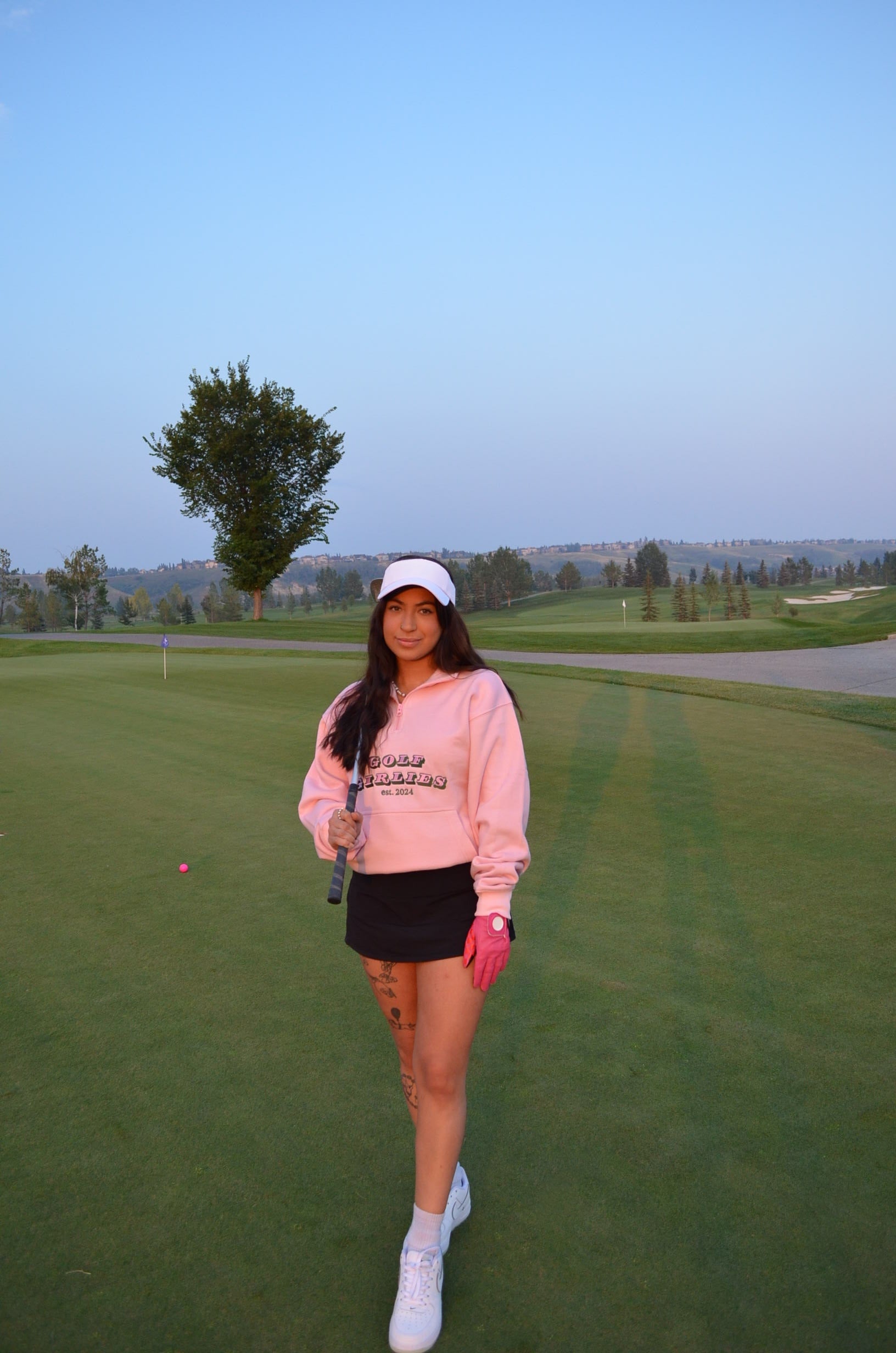 Golf Girlies Pink and Green 1/4 zip – sports girlie apparel